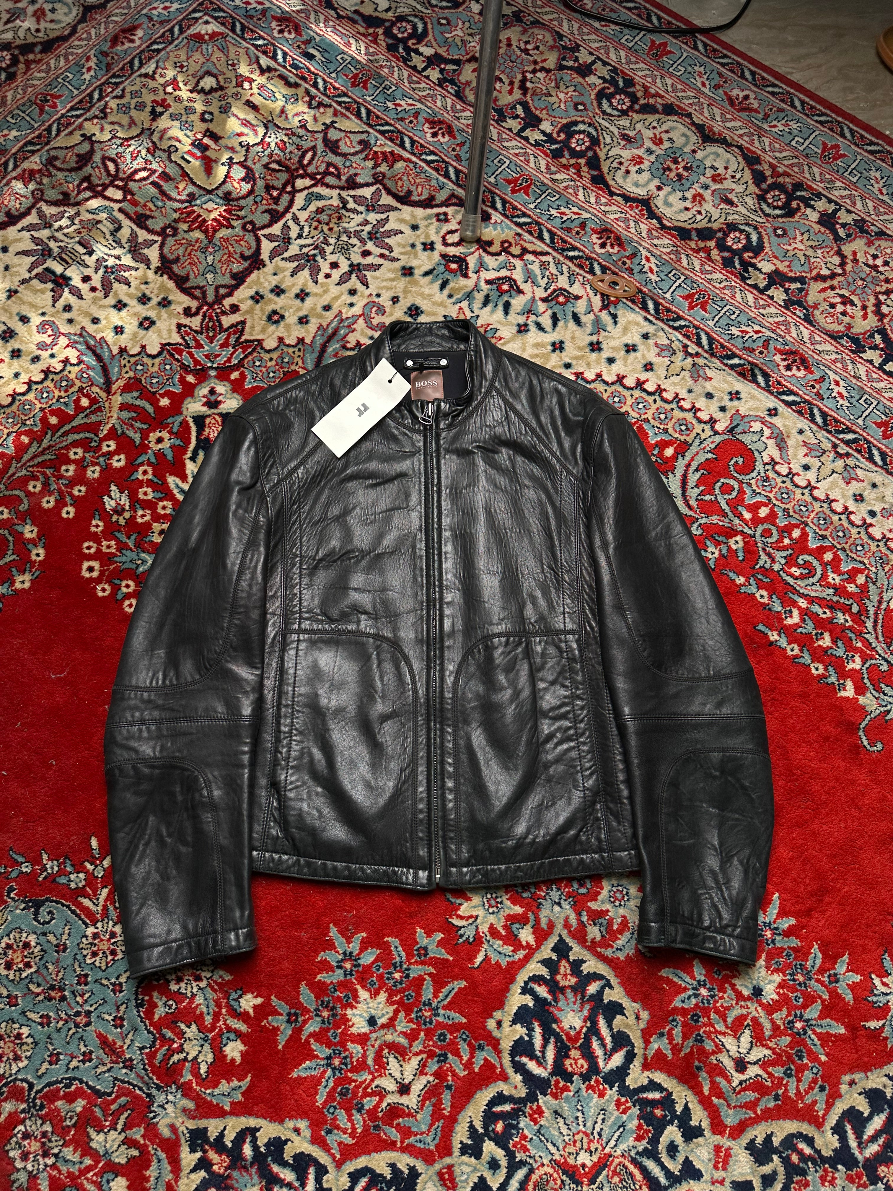 HUGO BOSS SLIM FIT LEATHER BIKER JACKET – Retro Rags